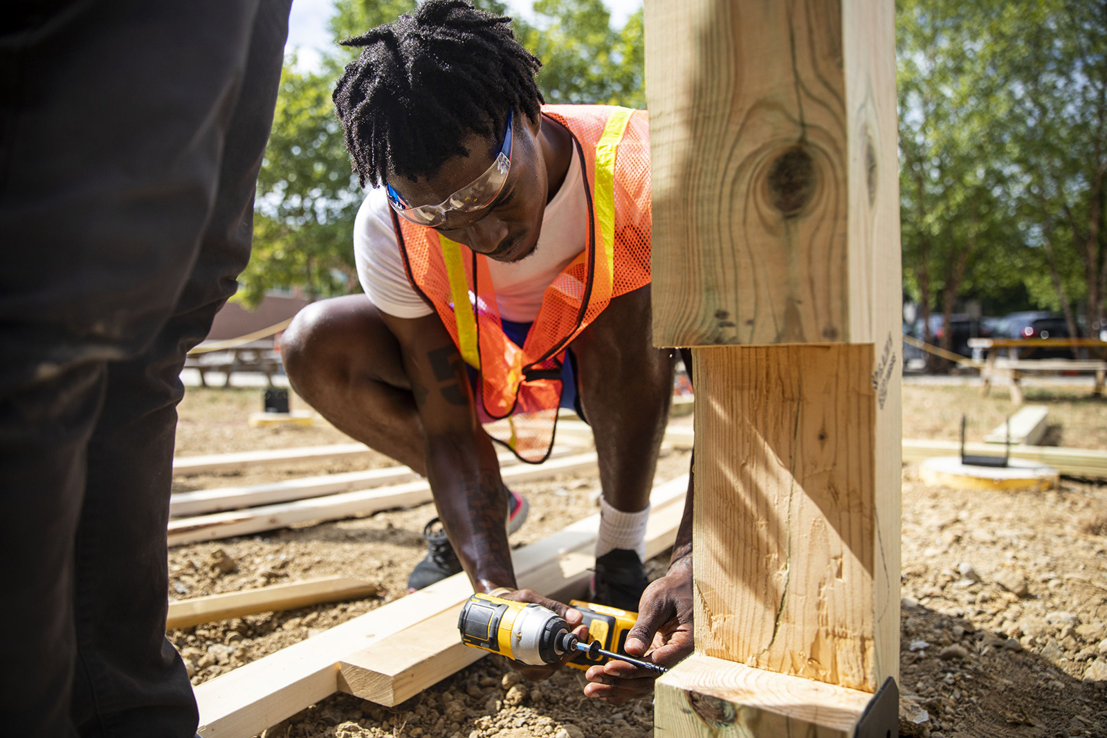 Students build a new “front porch” for their school and learn about careers