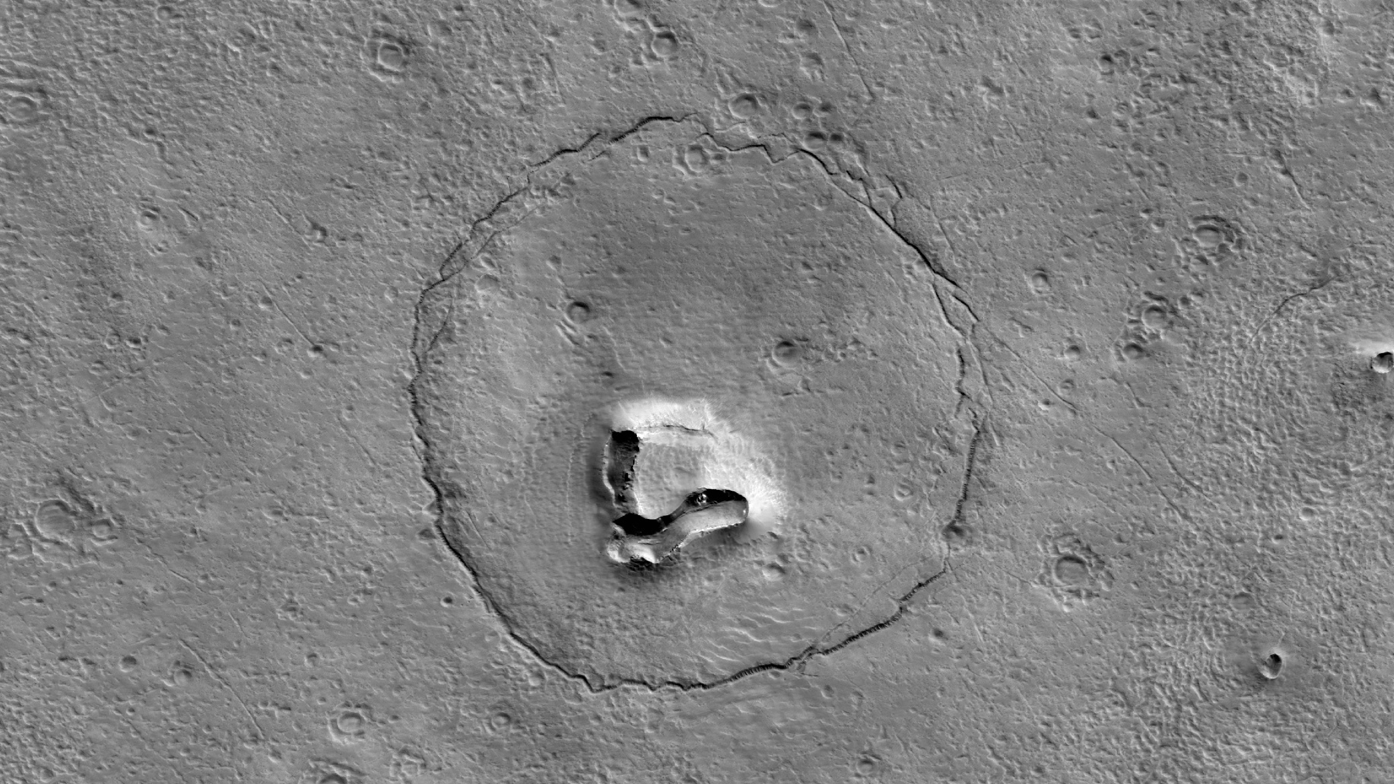 NASA orbiter captures bear-like face on the surface of Mars