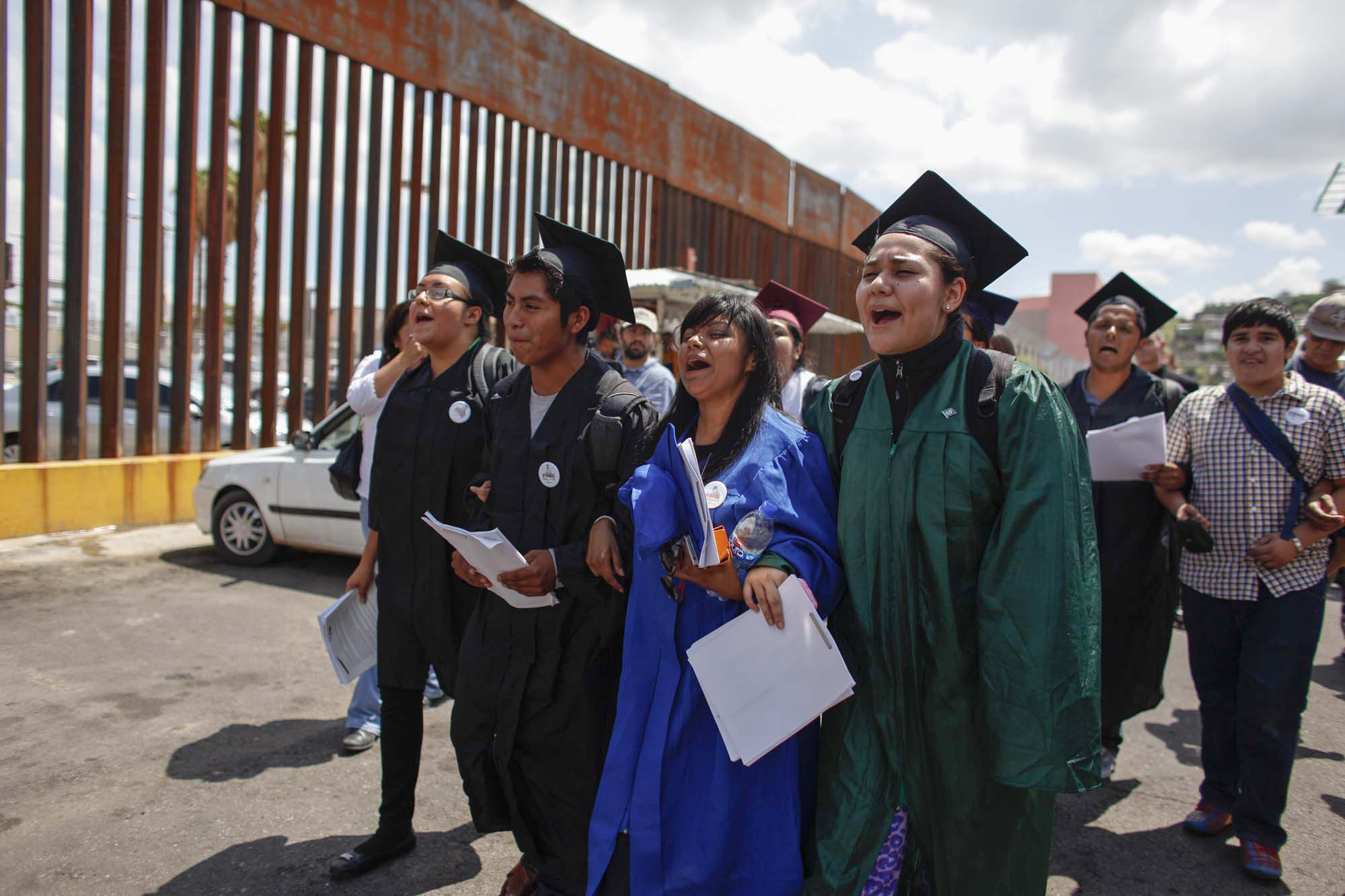 Student immigrants protest at the U.S. border for those sent away