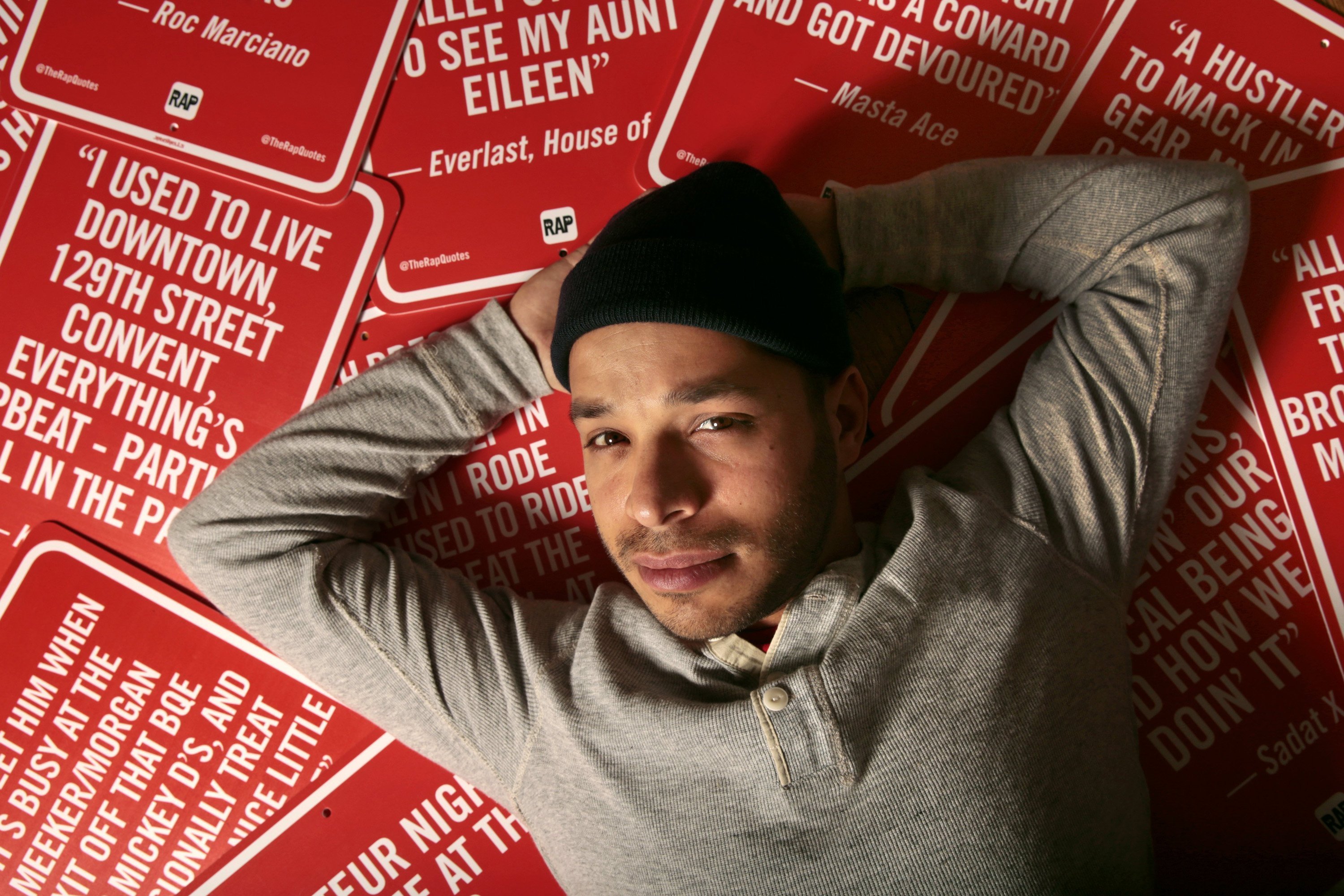 He makes street signs with rap lyrics on them