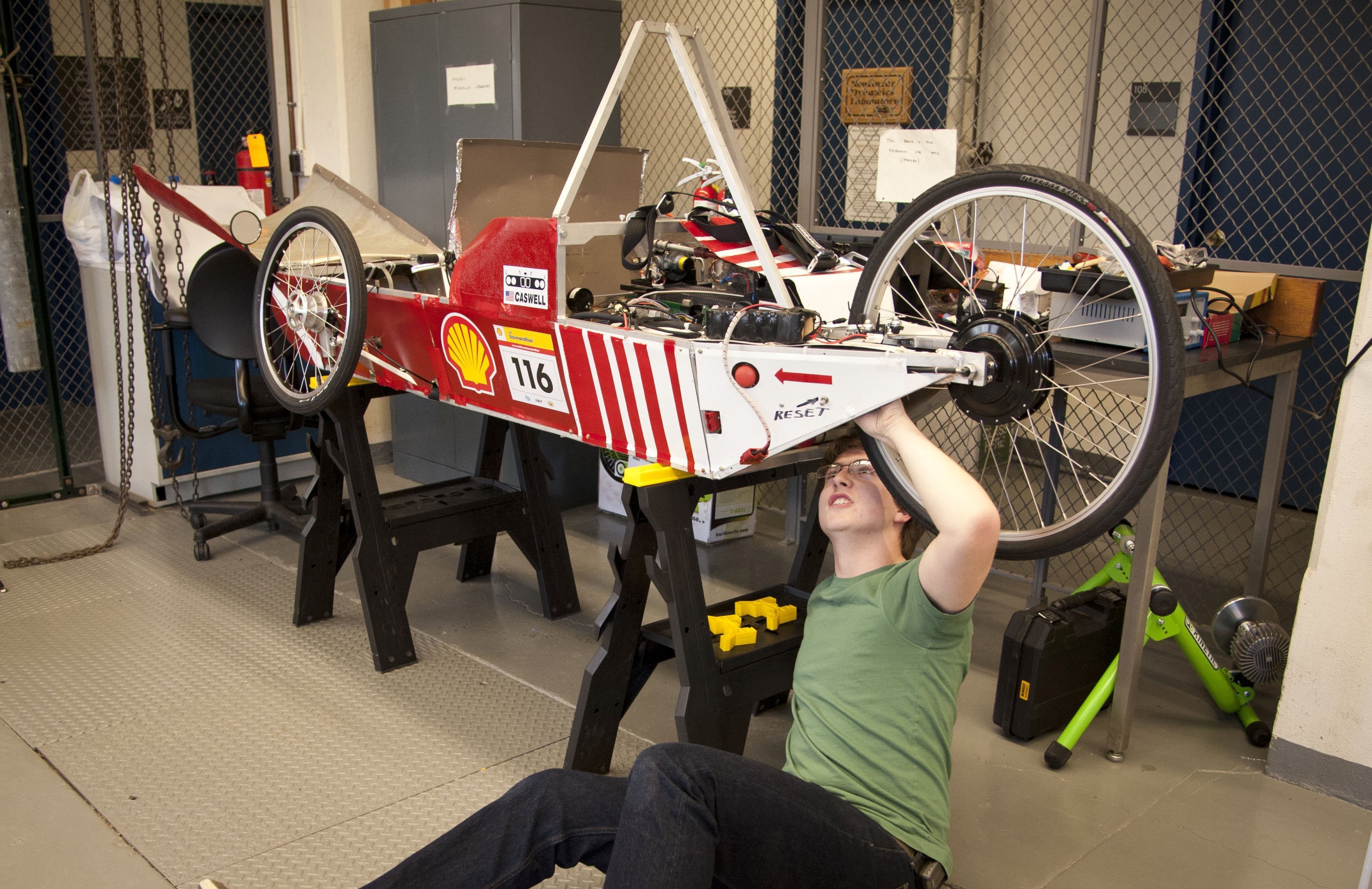 A funny-looking car for a weird race