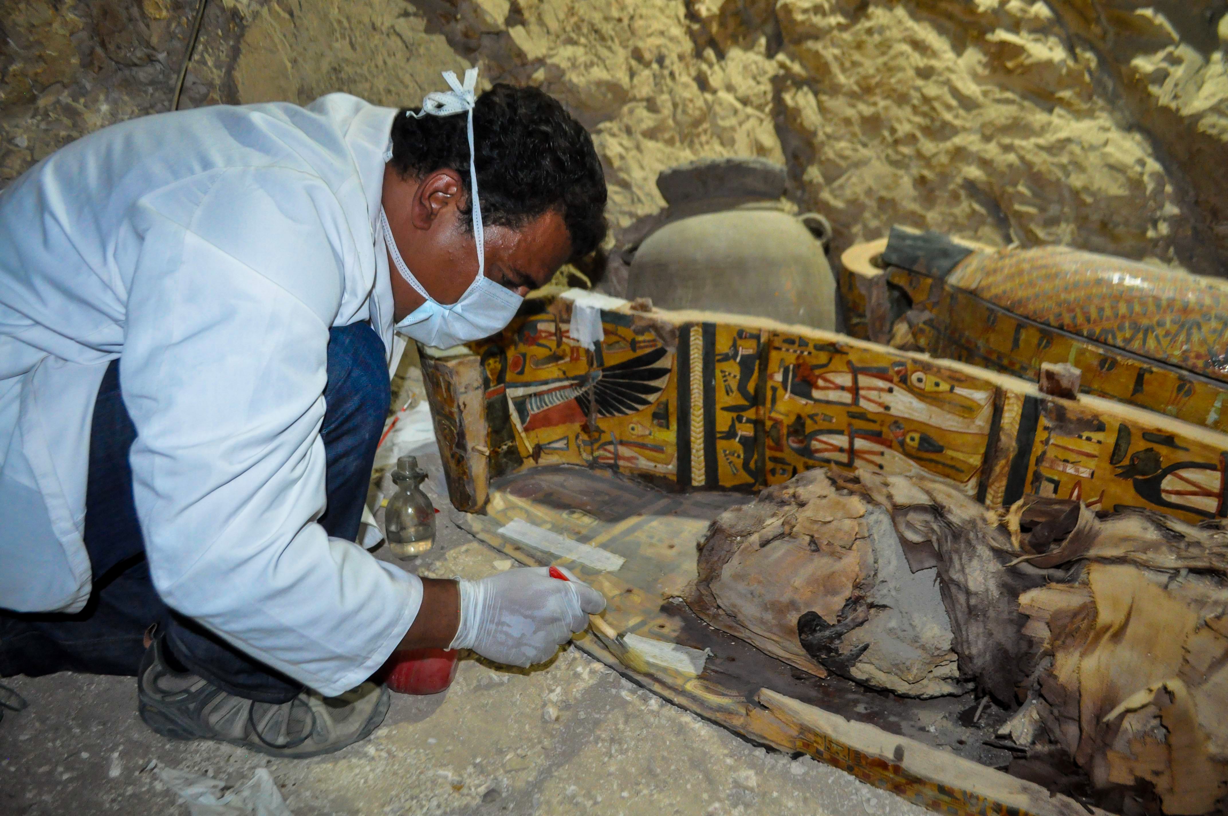 Ancient art, statues and mummies are uncovered in a tomb in Egypt