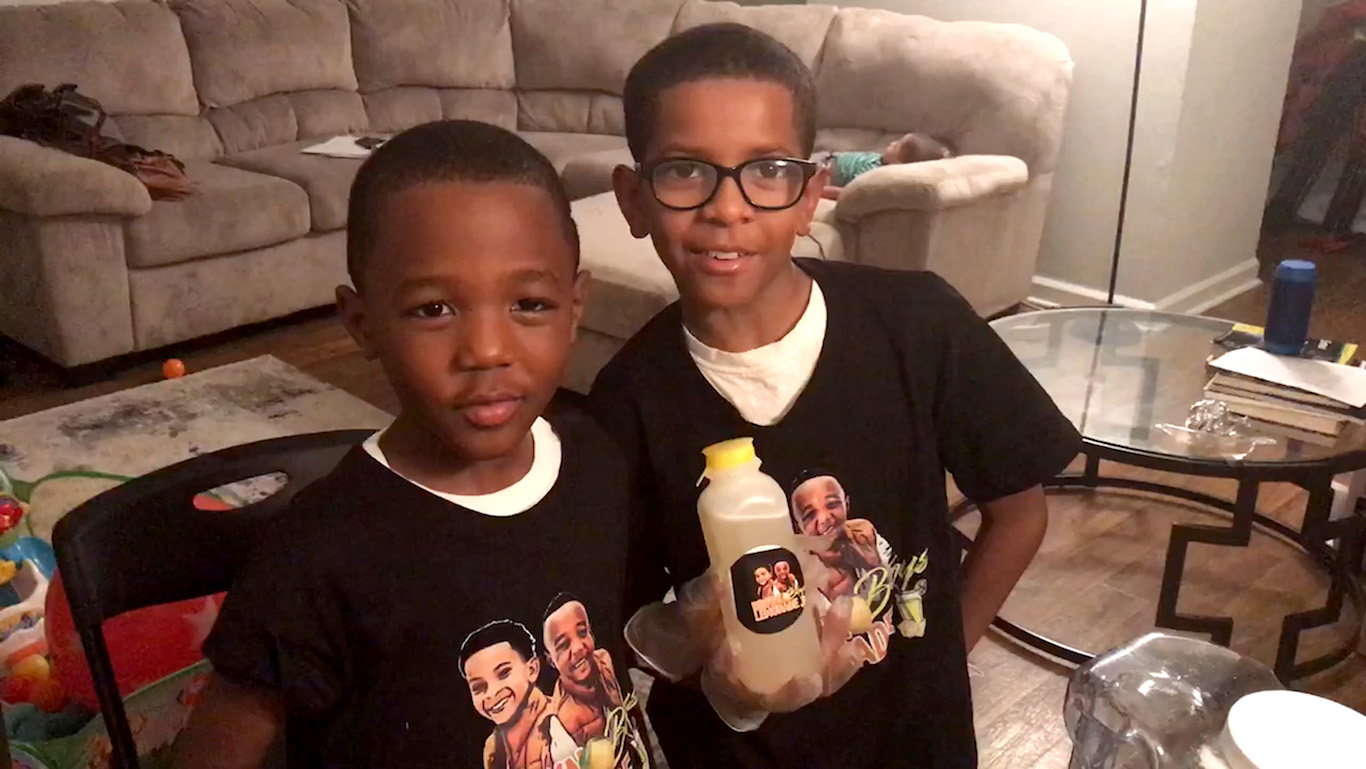 There's money in the lemonade stand, say two young boys