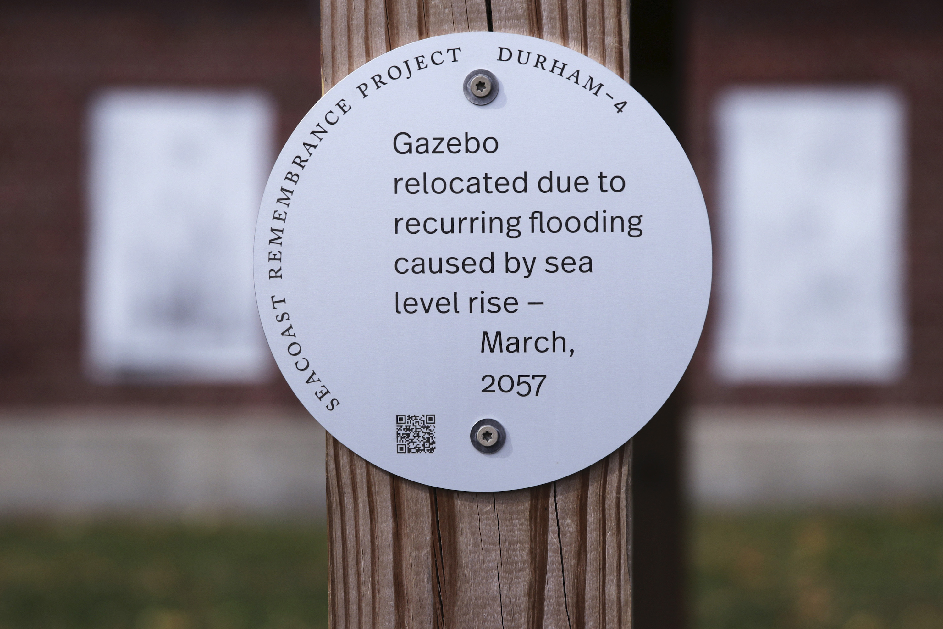 Artist makes "memorial markers" to remember possible climate events