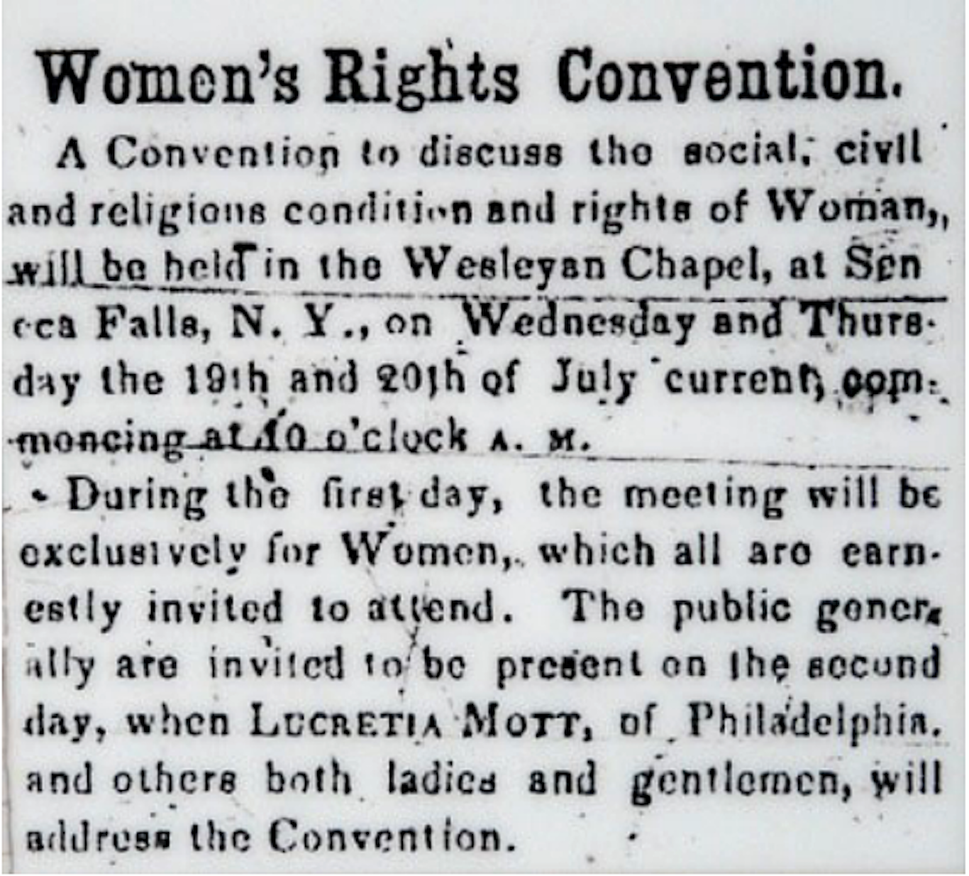 Primary Sources: Declaration of Sentiments at the Women's Rights Convention
