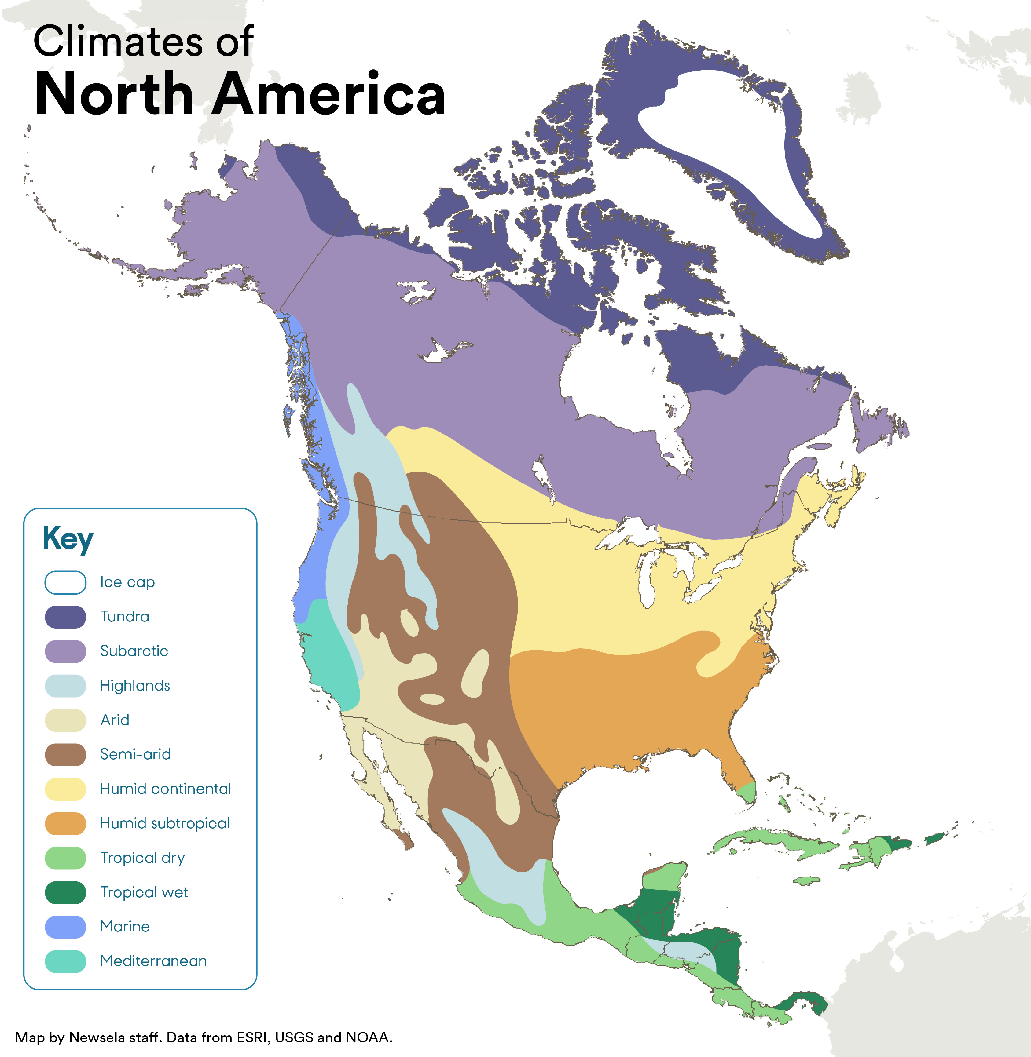 Climate map of North America