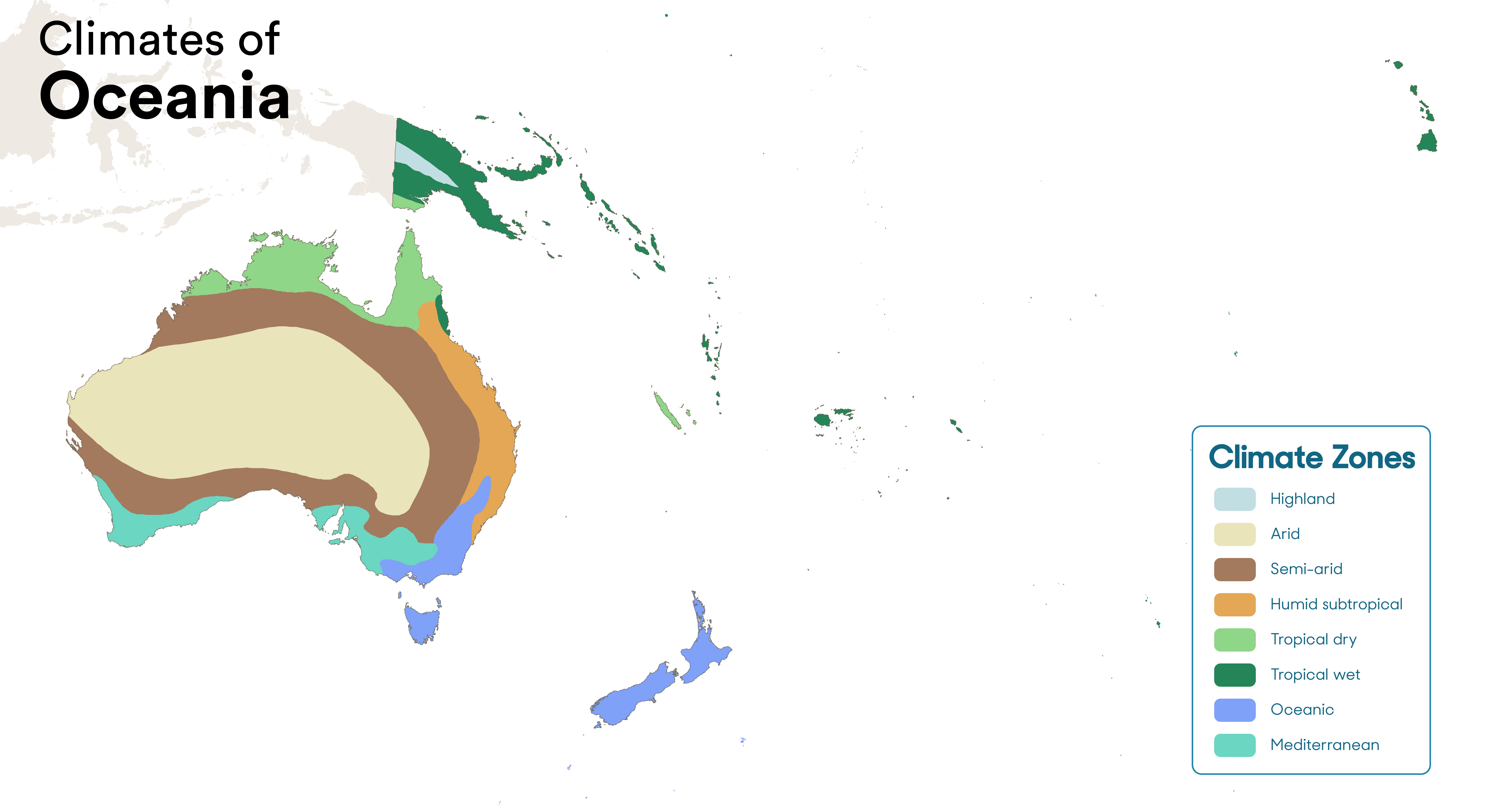 Climate map of Oceania