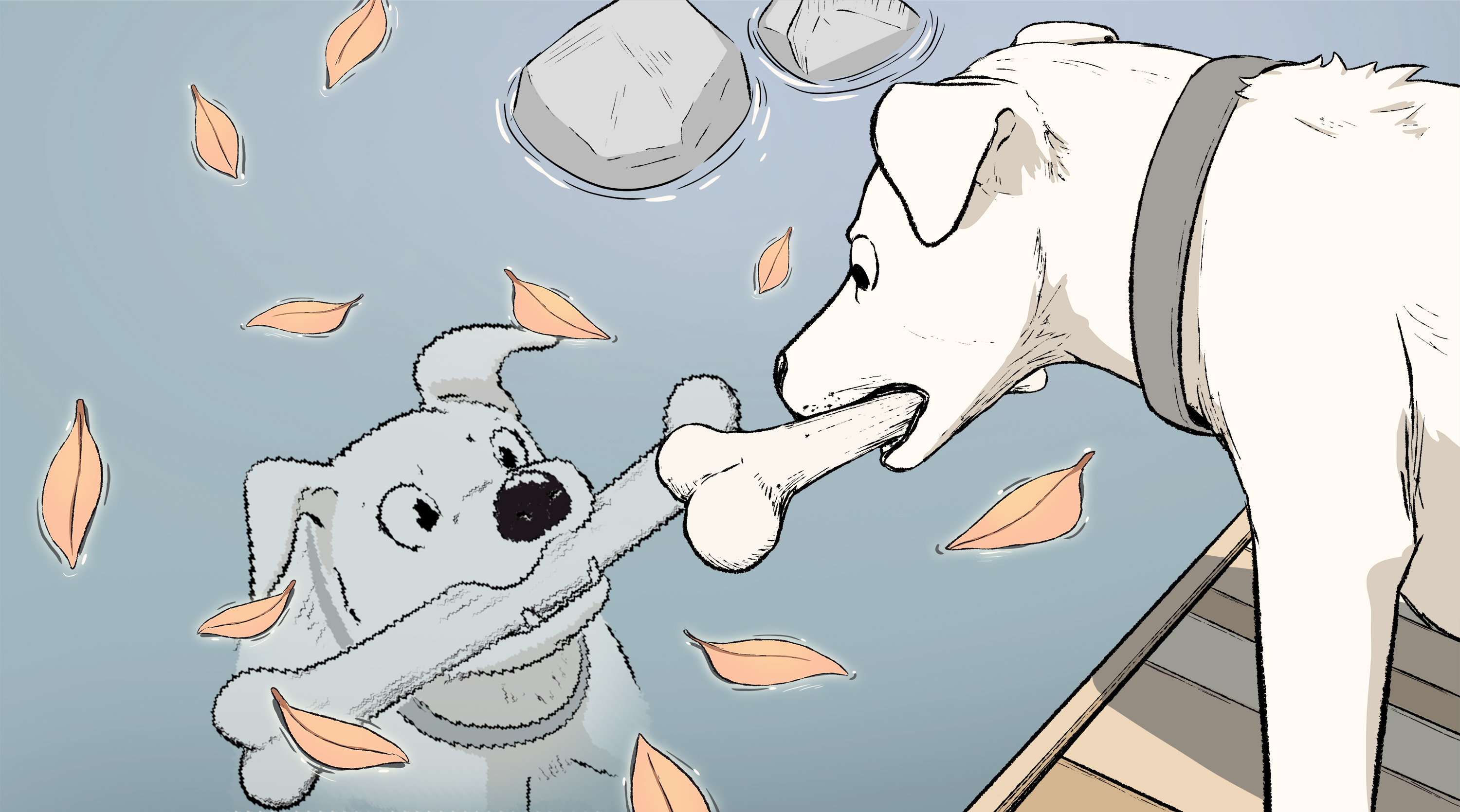 A Dog And His Reflection